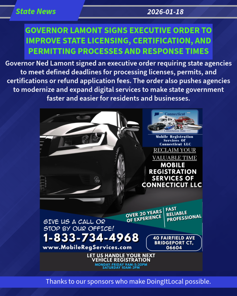 GOVERNOR LAMONT SIGNS EXECUTIVE ORDER TO IMPROVE STATE LICENSING ...